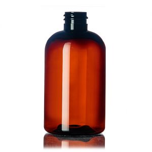 16 oz Amber PET Squat Boston Round Bottle with 24-410 Neck Finish ...